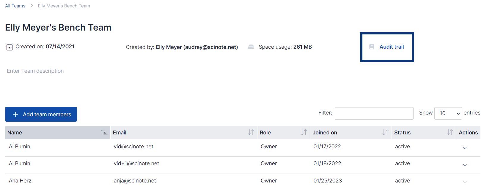 How to access and export the Audit Trail in SciNote?